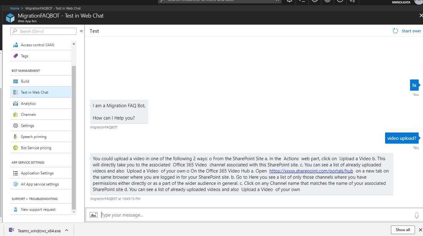 Microsoft Teams FAQ BOT - Netwoven