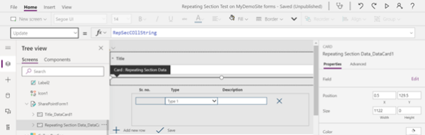 [Solved] How to create Repeating Section in PowerApps and save data to SharePoint List - Netwoven